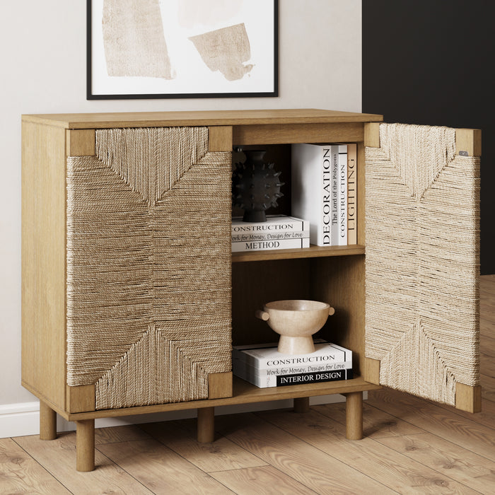 Beacon Wood Cabinet Brown Sideboard & Seagrass Doors | Nathan James