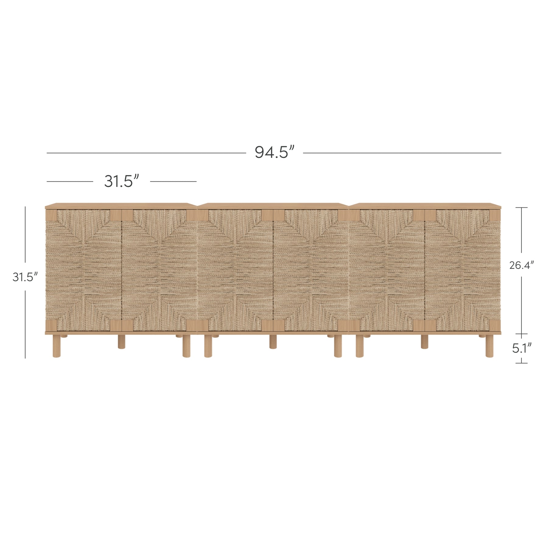 Beacon Wood & Seagrass Storage Cabinet Raw Oak | Nathan James