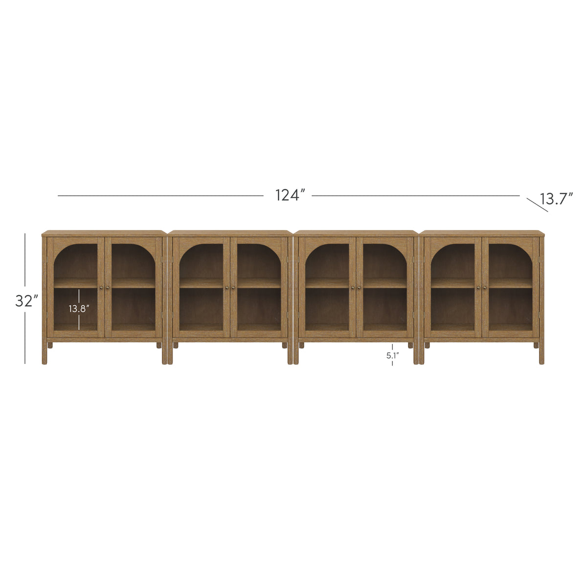 Mason Modern Farmhouse Wood & Glass Cabinet Set of 4 | Nathan James