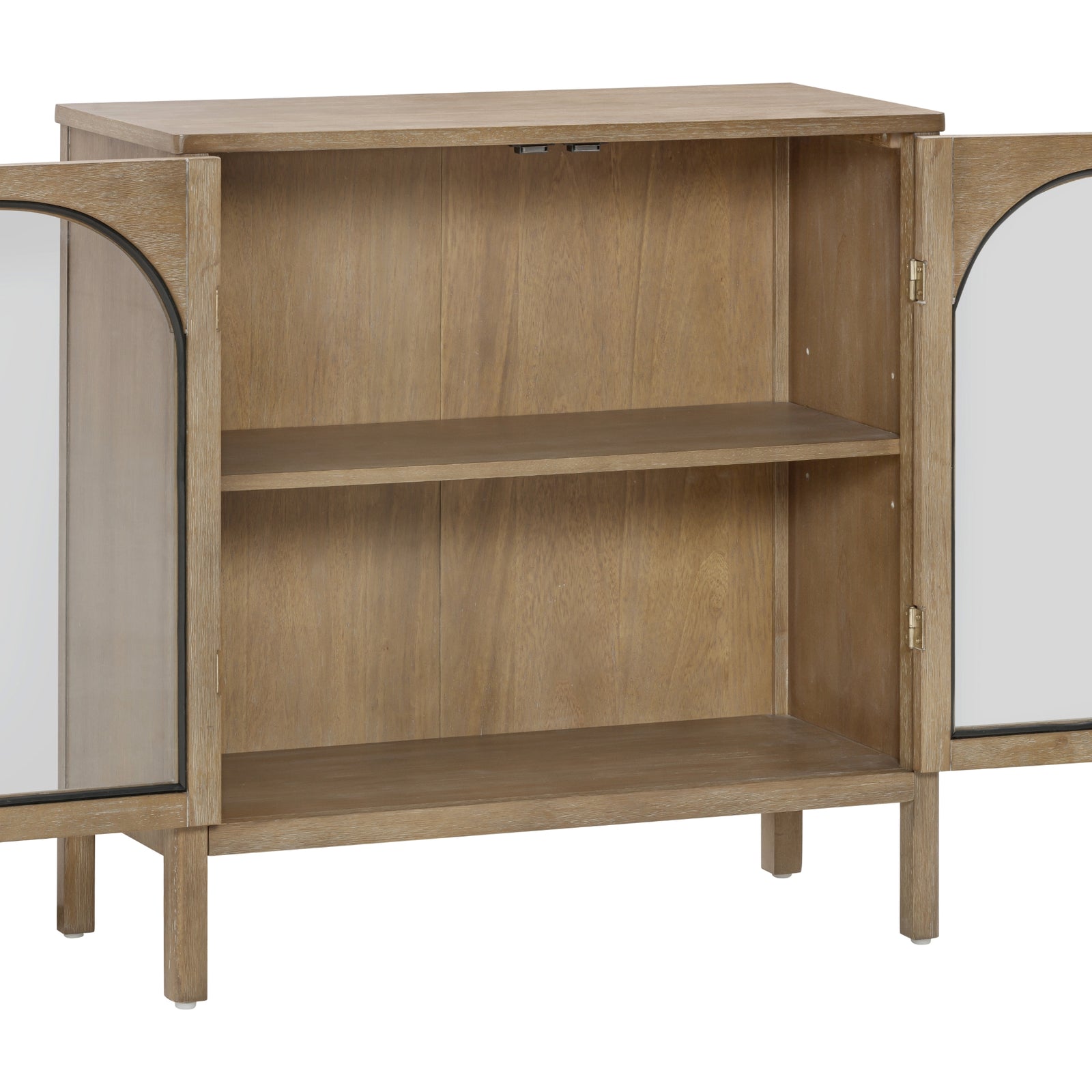 Mason Modern Farmhouse Wood & Glass Storage Cabinet | Nathan James