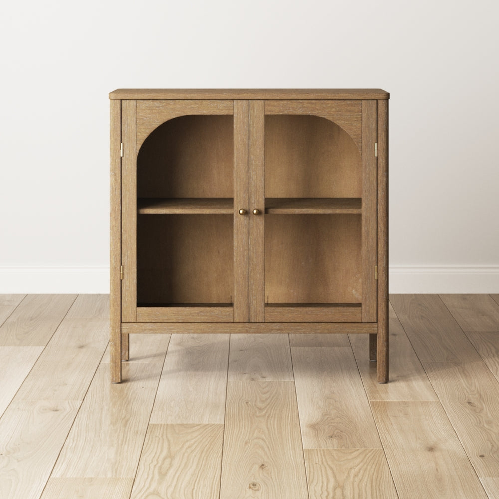 Mason Modern Farmhouse Wood & Glass Storage Cabinet | Nathan James