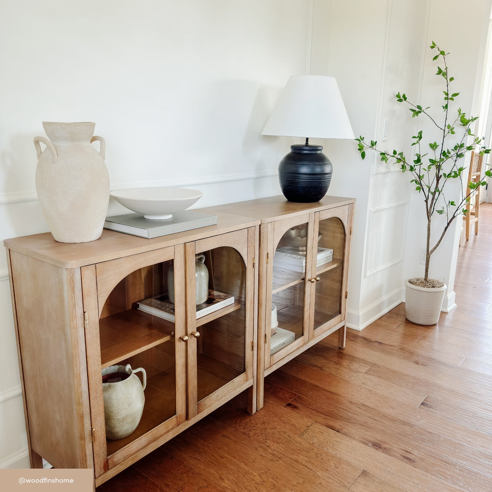 Mason Modern Farmhouse Wood & Glass Storage Cabinet | Nathan James