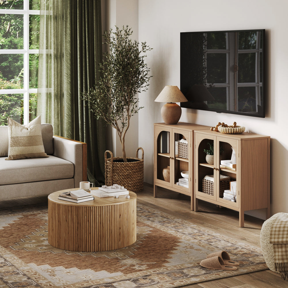 Mason Storage Cabinet Wood Raw Oak Curio | Nathan James