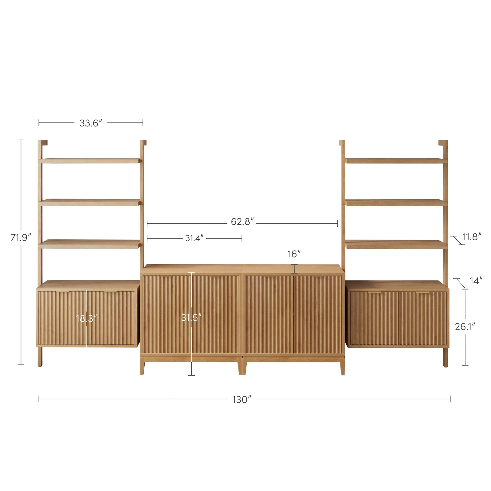 Jasper Entertainment Center Warm Pine Gold 2 Cabinets | Nathan James