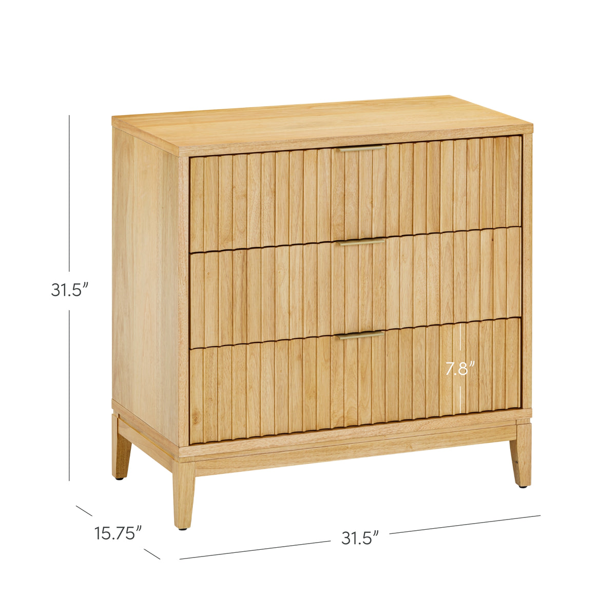 Jasper Mid-Century Fluted 3-Drawer Dresser Warm Pine | Nathan James
