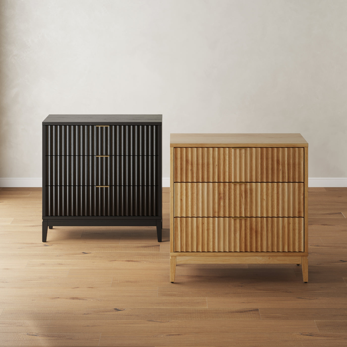 Jasper Mid-Century Fluted 3-Drawer Dresser Warm Pine | Nathan James