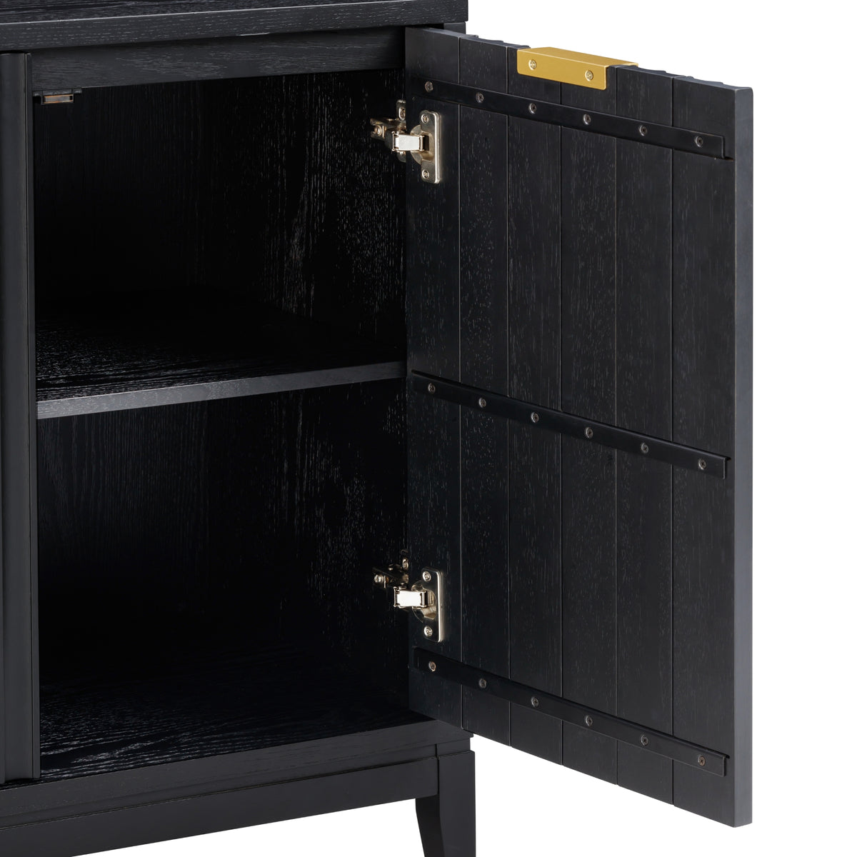 Jasper Boho Wood Fluted Storage Cabinet Black | Nathan James