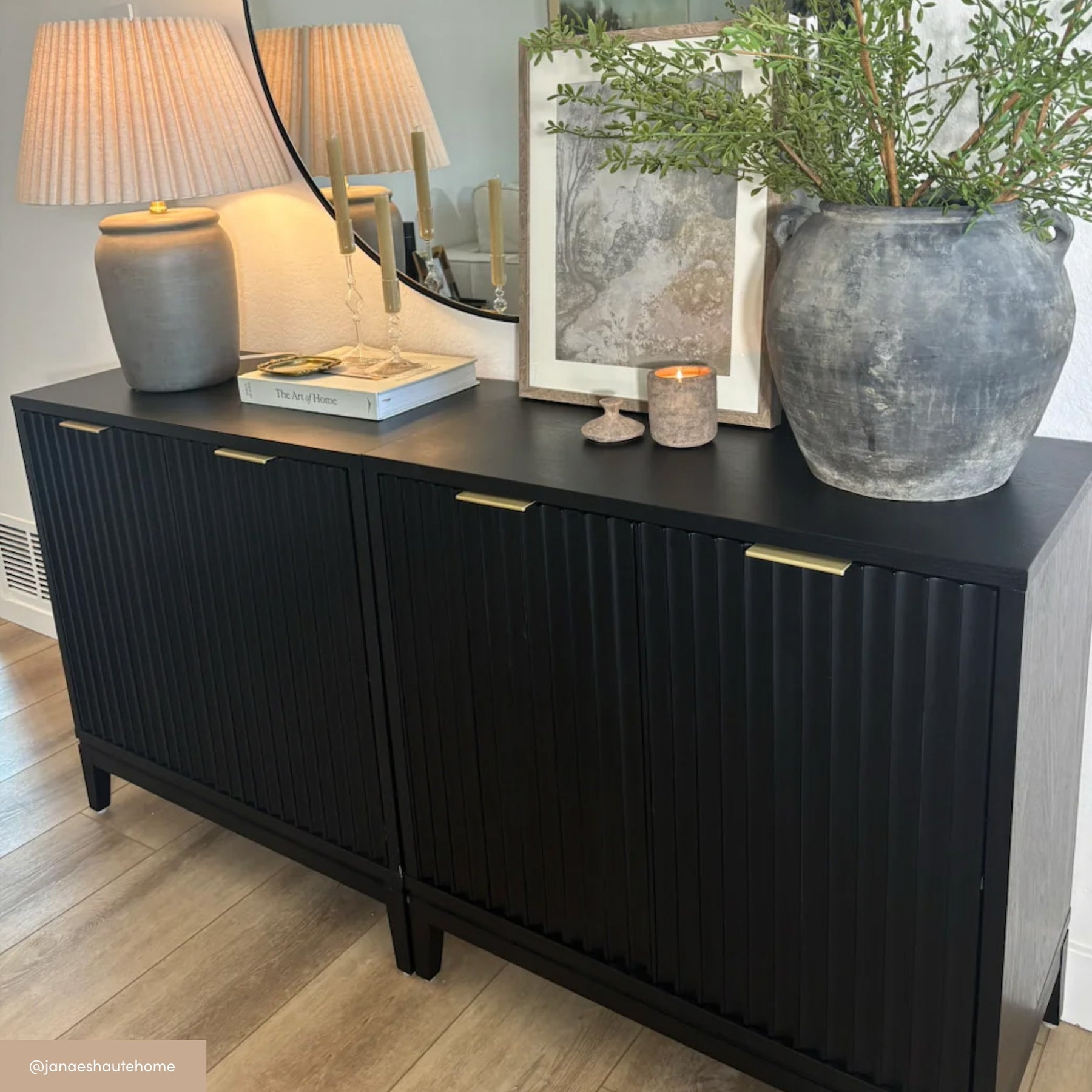 Jasper Boho Wood Fluted Storage Cabinet Black | Nathan James