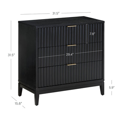 Jasper Mid-Century Fluted Dresser Black Set of 2 | Nathan James