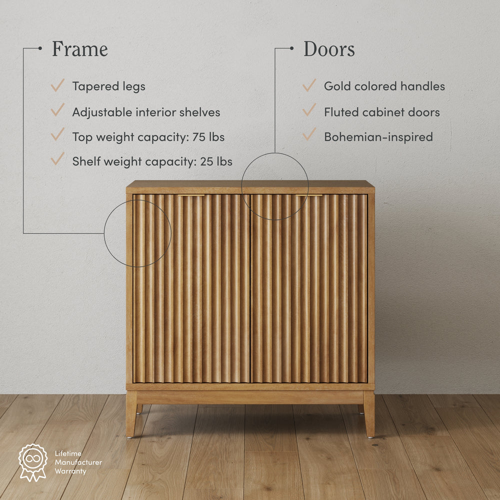 Jasper Mid-Century Fluted Storage Cabinet Light Brown | Nathan James