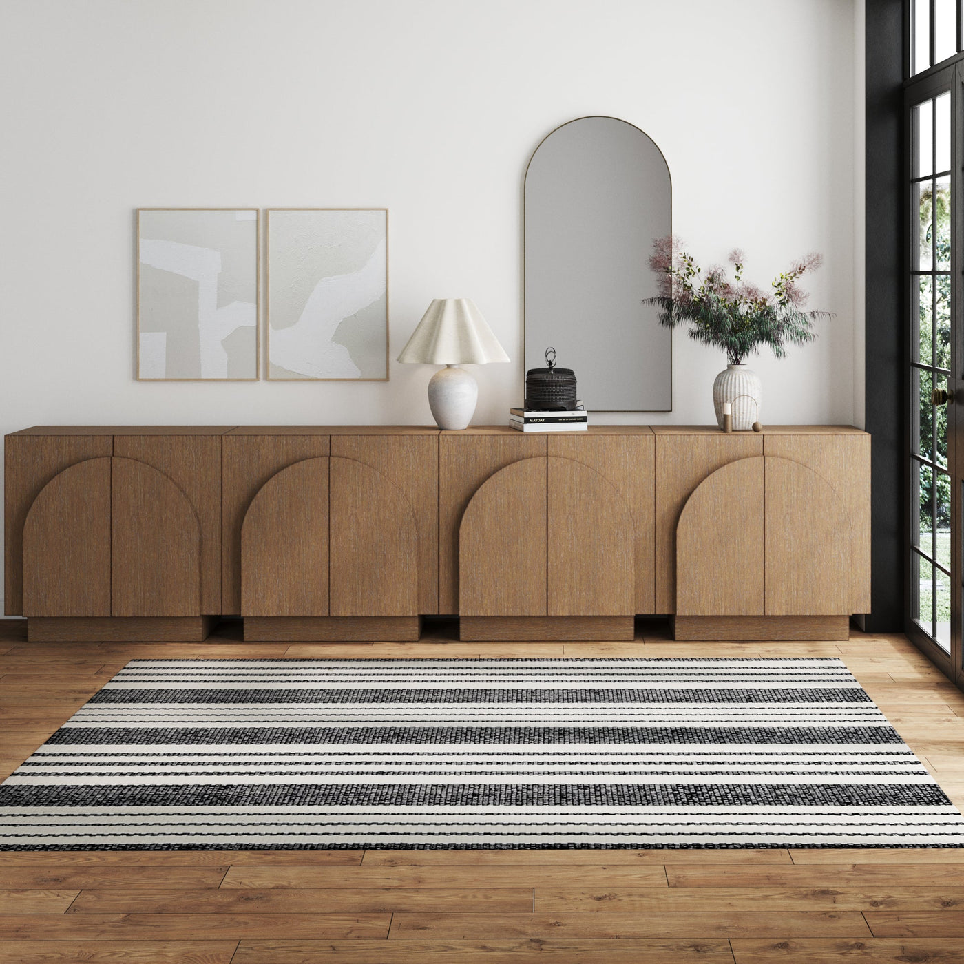 Iris Mid-Century Wood Arched Storage Cabinet Set of 4 | Nathan James