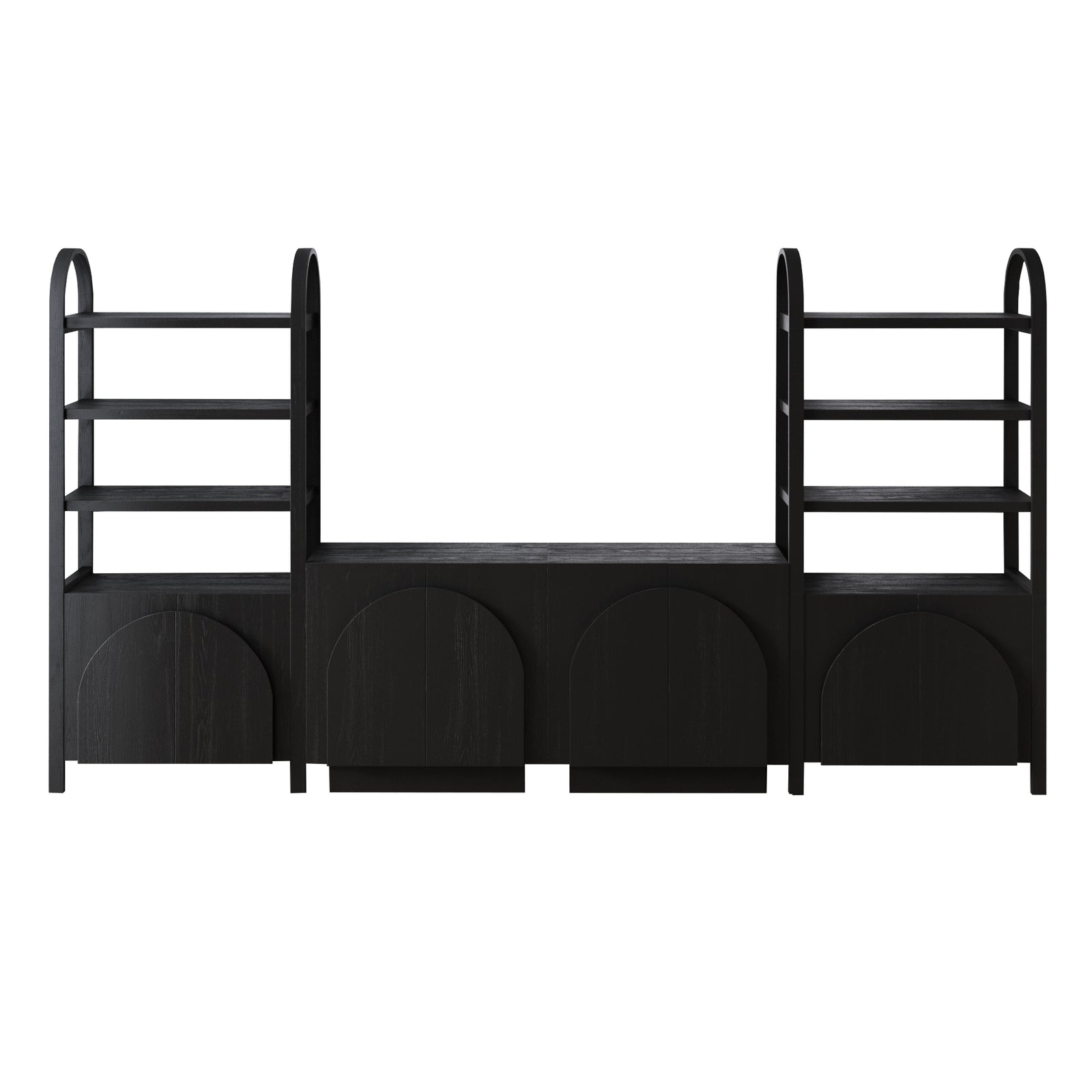 Iris Entertainment Center Black 2 Bookcases 2 Cabinets | Nathan James