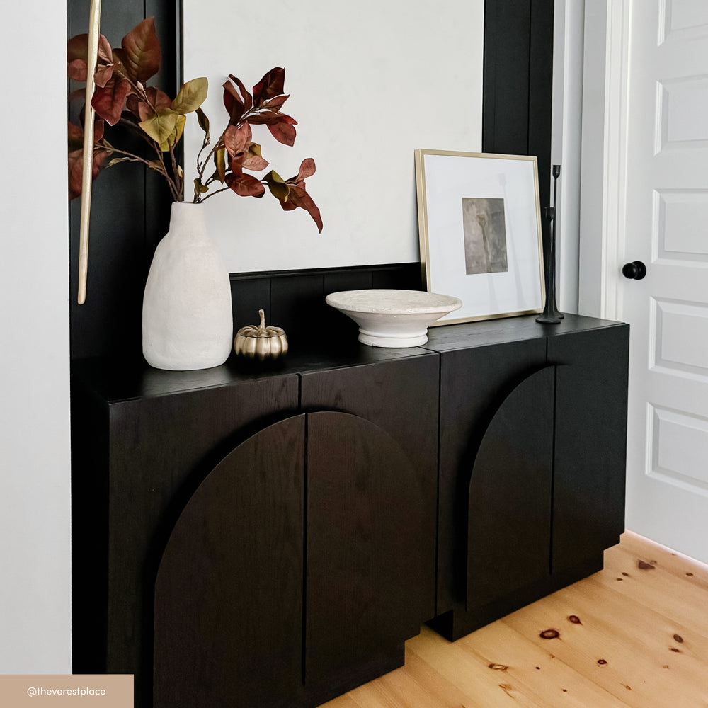 Iris Wood Mid-Century Arched Storage Cabinet Black | Nathan James