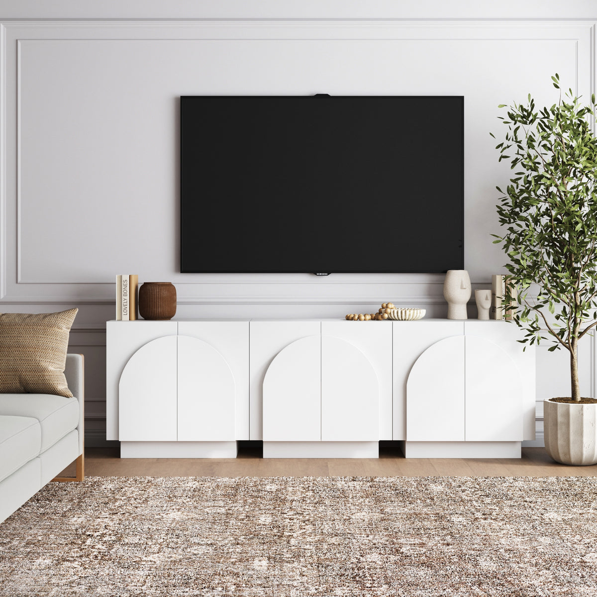 Iris Wood Mid-Century Arched TV Stand | Nathan James