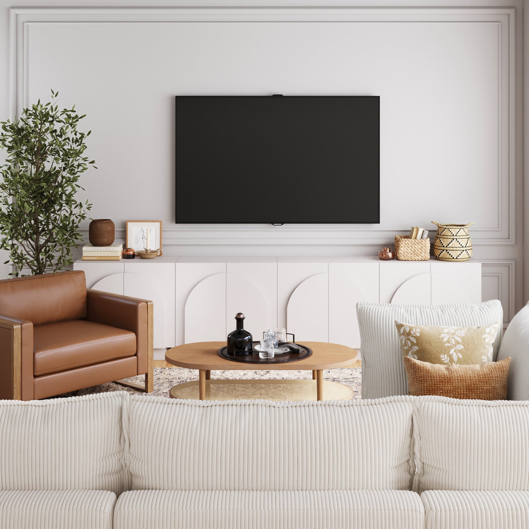 Iris Wood Mid-Century Arched TV Console Credenza| Nathan James