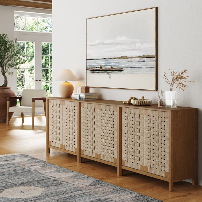 Aerie Boho Wooden Cabinet with Seagrass Doors | Nathan James