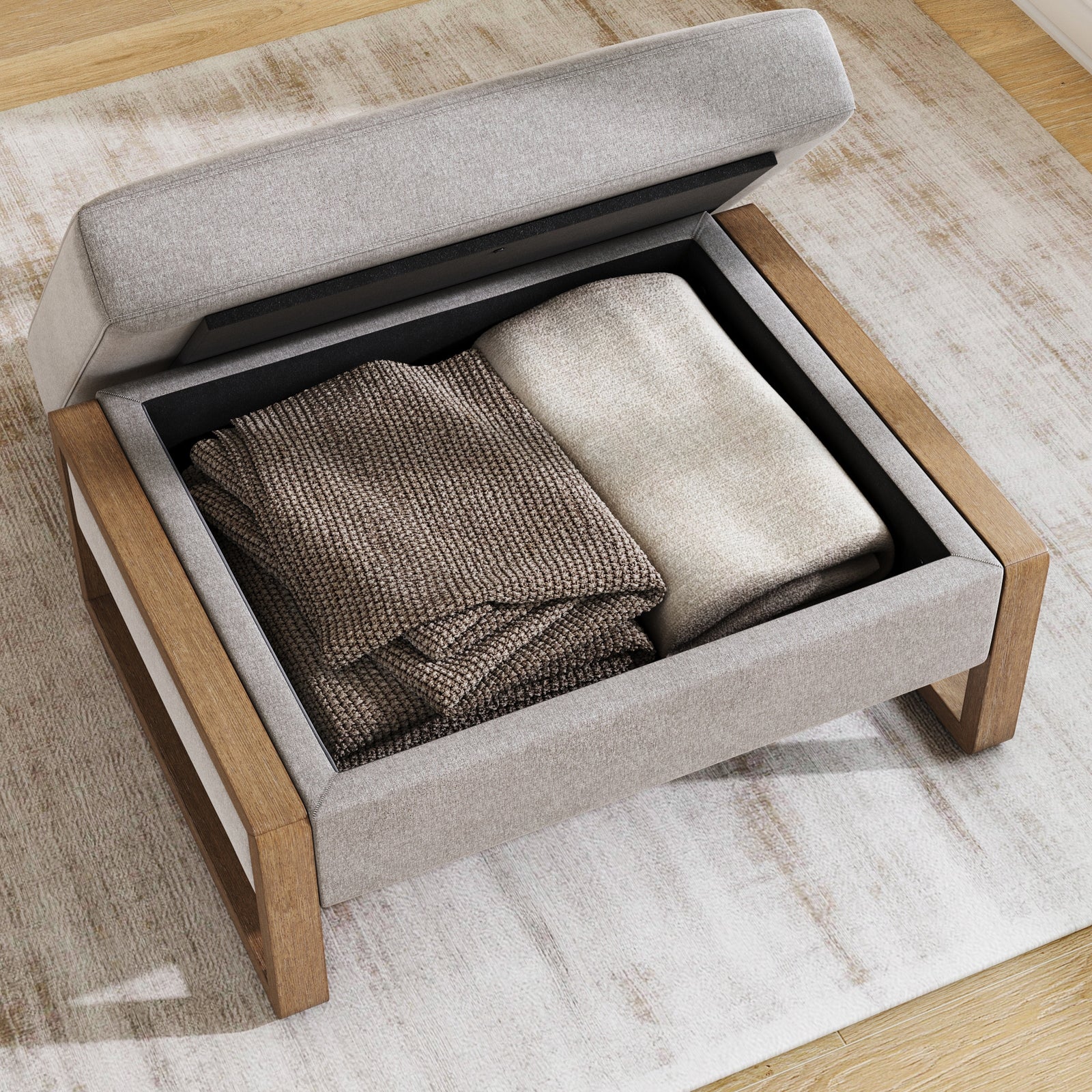 Madison Modern Upholstered Ottoman with Hidden Storage | Nathan James