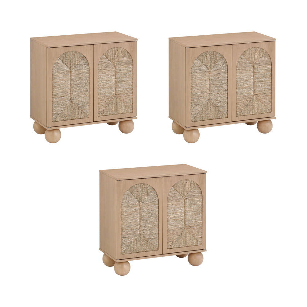 Leah Arched Storage Cabinet with Seagrass Doors | Nathan James