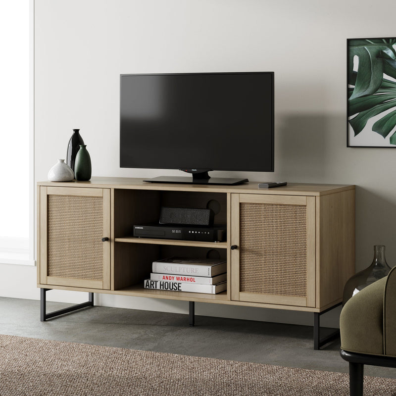 Boho Mina Rattan TV Cabinet with Storage Doors | Nathan James