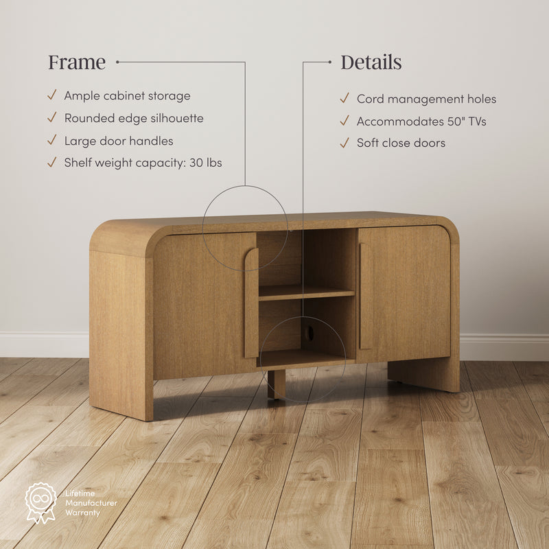 Iris TV Cabinet Arched Light Brown Wood | Nathan James