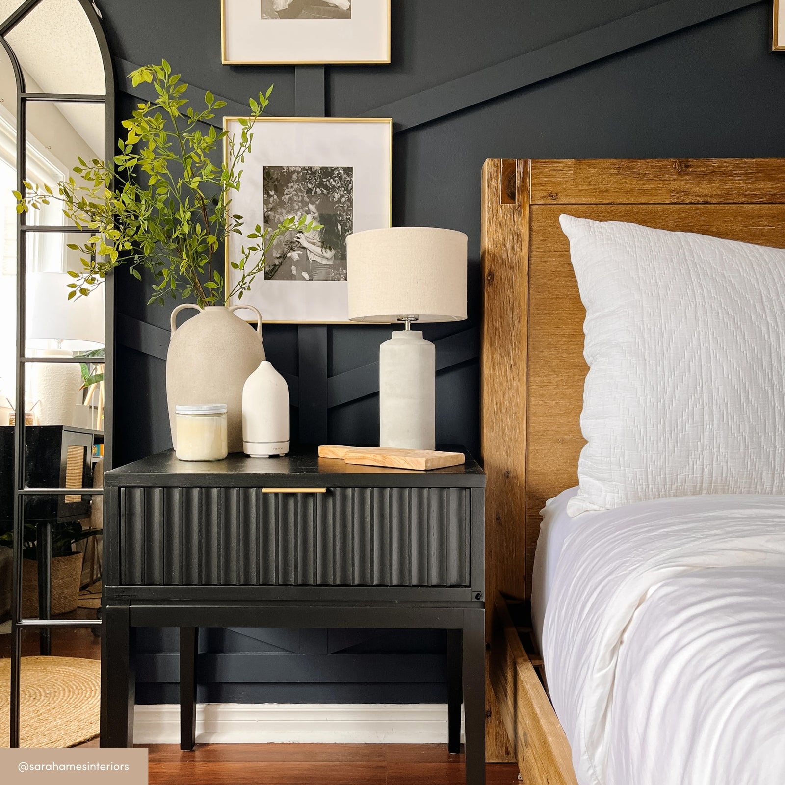 Jasper Bohemian Fluted Nightstand Black Oak | Nathan James