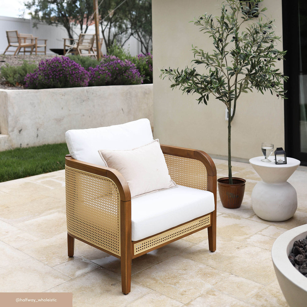 Twila Rattan Outdoor Patio Cushioned Boho Arm Chair | Nathan James