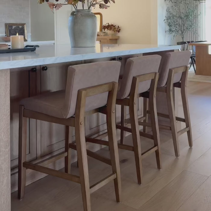 Gracie Modern Set of 4 Light Brown Bar Stool with Back | Nathan James