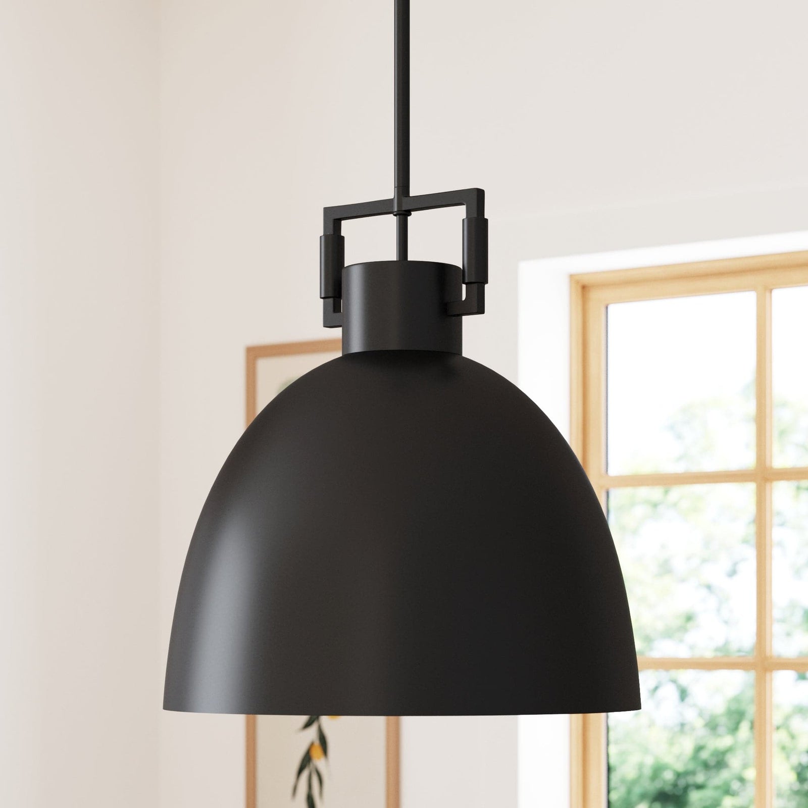 Leigh Black Pendant Light Fixture Oversized Metal Dome | Nathan James