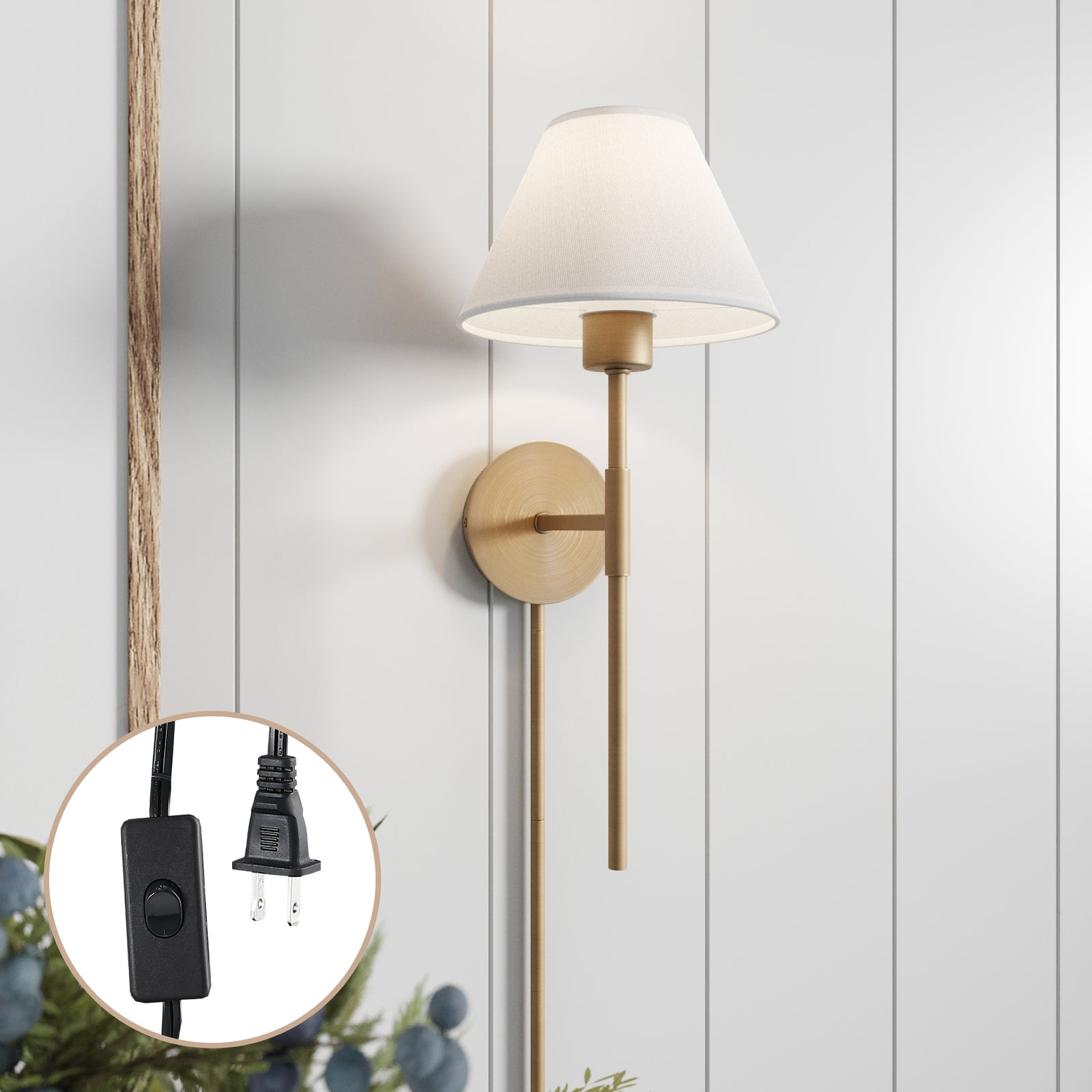 Vintaged Brass Modern Wall Mounted Lamp Plug In Sconce | Nathan James