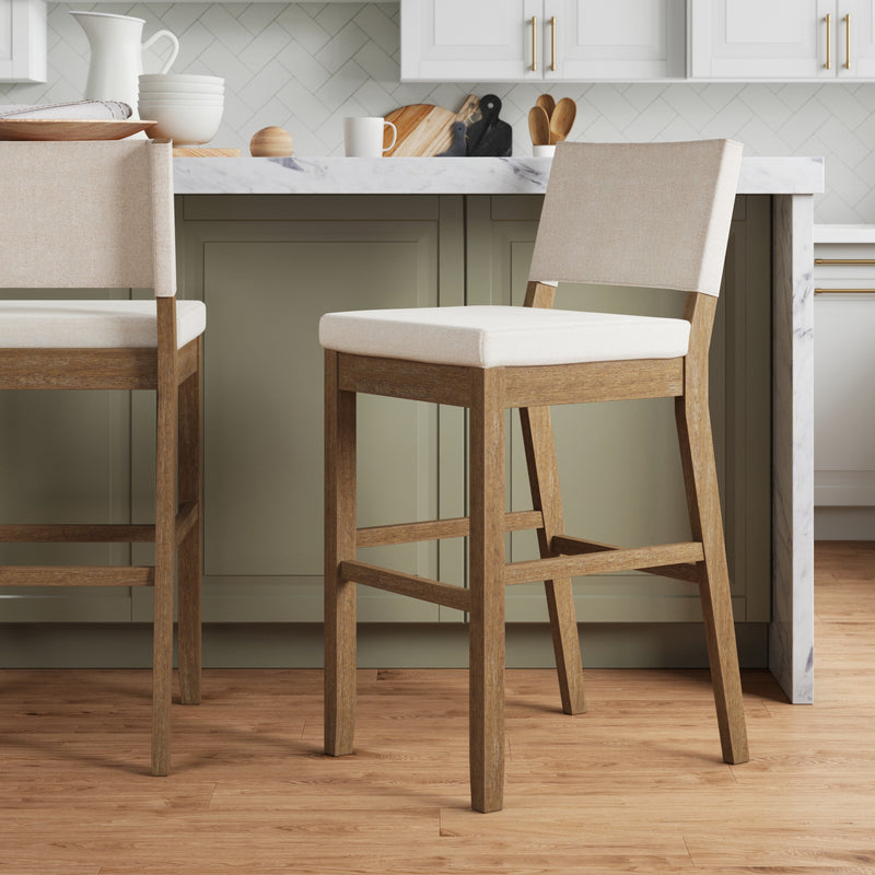 Linus Wood & Cushioned Counter Bar Stool with Back | Nathan James
