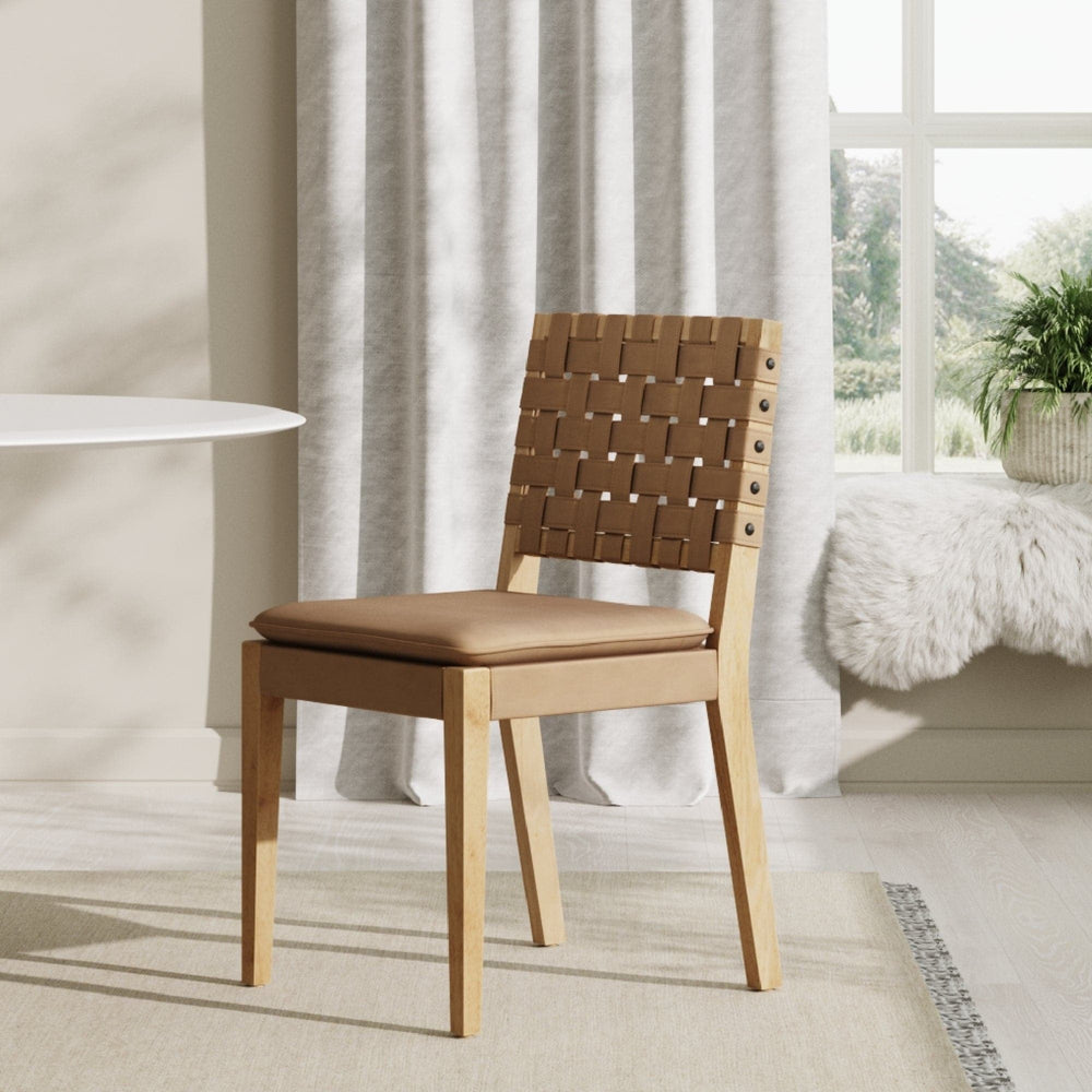 Cohen Faux Light Brown Leather Dining Chair | Nathan James