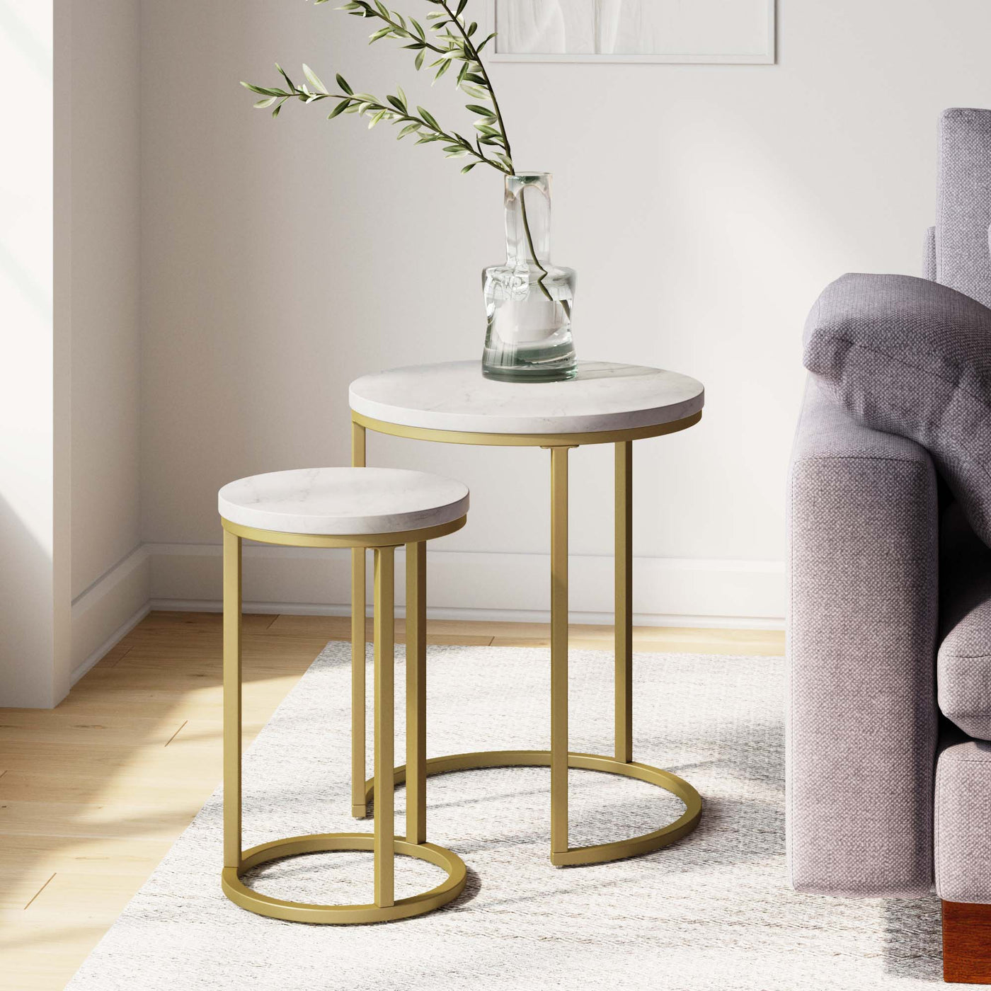 Lula Industrial Nesting Side Table Set Metal Frame | Nathan James